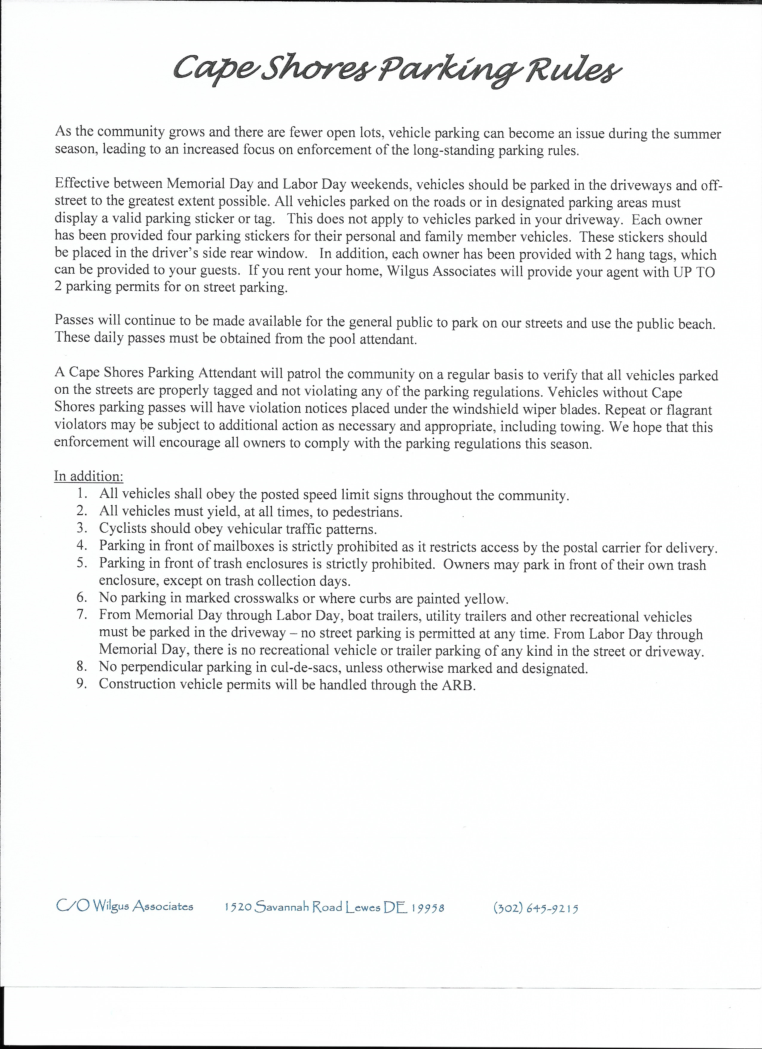 Parking Rules – Welcome home